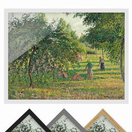 Bilderwelten Bild mit Rahmen Wald gr&uuml;n modern inkl. Rahmung - Camille Pissarro - Apfelb&auml;ume - B&auml;ume Wohnzimmer Schlafzimmer
