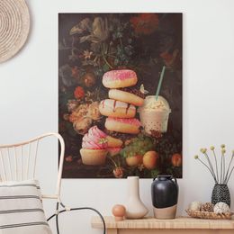 Bilderwelten Leinwandbild Jonas Loose Vintage Pop Art Blumen K&uuml;che S&uuml;&szlig;es Blumenbouquet - Leinwanddruck Hochformat - Wandbild S-XXL - moderne Blumenbilder