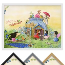 Bilderwelten Bild mit Rahmen bunt Illustration Aquarell - Erdbeerinchen Erdbeerfee - Bei Heidi - Deko Kinderzimmer Baby M&auml;dchen Jungen
