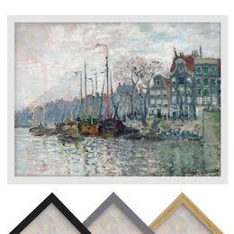 Bilderwelten Bild mit Rahmen originell blau modern inkl. Rahmung - Claude Monet - Kromme Waal Amsterdam - Skylines Wohnzimmer Schlafzimmer