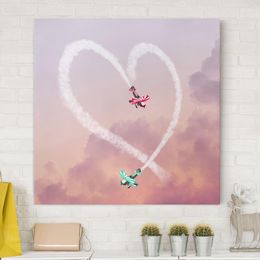 Bilderwelten Leinwandbild Herz mit Flugzeugen