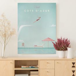 Bilderwelten Leinwandbild Henry Rivers Vintage Kunstdruck Reiseposter - C&ocirc;te d ́Azur Leinwanddruck Hochformat Wandbild moderne Bilder auf Leinwand