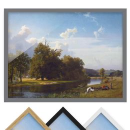Bilderwelten Bild mit Rahmen - Querformat Albert Bierstadt - Flusslandschaft