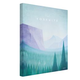 Bilderwelten Leinwandbild Henry Rivers Vintage Kunstdruck Reiseposter - Yosemite Park Leinwanddruck Hochformat - Wandbild modernes Bild auf Leinwand Flur