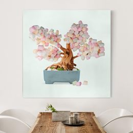 Bilderwelten Leinwandbild Bonsai mit Marshmallows