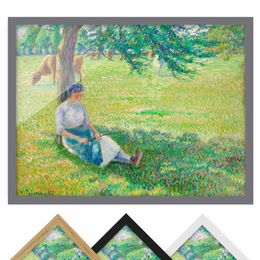 Bilderwelten Bild mit Rahmen - Querformat Camille Pissarro - Kuhhirtin