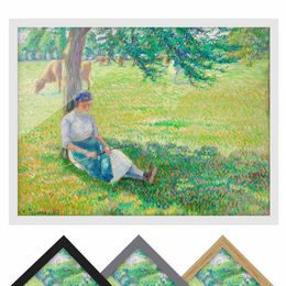 Bilderwelten Bild mit Rahmen - Querformat Camille Pissarro - Kuhhirtin