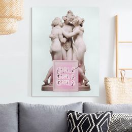Bilderwelten Leinwandbild Jonas Loose Vintage Pop Art Statue Girls - Leinwanddruck Hochformat - Wandbild S-XXL modernes Bild auf Leinwand Schlafzimmer Wohnzimmer