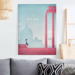Bilderwelten Leinwandbild Henry Rivers Vintage Kunstdruck Reiseposter - Rom - Leinwanddruck Hochformat Wandbild moderne Bilder auf Leinwand Wohnzimmer