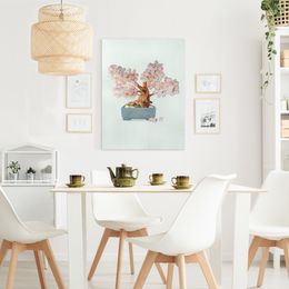 Bilderwelten Leinwandbild Jonas Loose Botanik Pop Art Bonsai mit Marshmallows - Leinwanddruck Hochformat - Wandbild S-XXL - moderne Bilder auf Leinwand