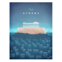 Bilderwelten Leinwandbild Henry Rivers Vintage Kunstdruck Reiseposter - Athen - Leinwanddruck Hochformat Wandbild S-XXL moderne Bilder auf Leinwand