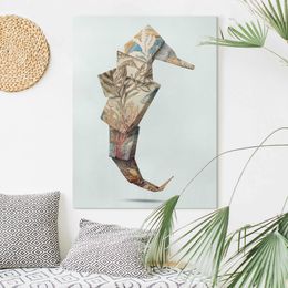 Bilderwelten Leinwandbild Jonas Loose Fotomontage Pop Art Tiere Origami Seepferdchen - Leinwanddruck Hochformat - Wandbild S-XXL modernes Bild auf Leinwand Flur