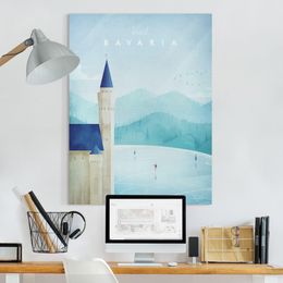 Bilderwelten Leinwandbild Henry Rivers Vintage Kunstdruck Reiseposter - Bavaria - Leinwanddruck Hochformat Wandbild S-XXL moderne Bilder auf Leinwand
