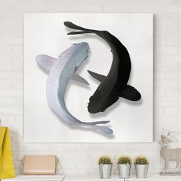 Bilderwelten Leinwandbild Tiere Digital Art Kunstdruck schwarz weiss - Fische Ying & Yang - Fische XXL Wohnzimmer Schlafzimmer