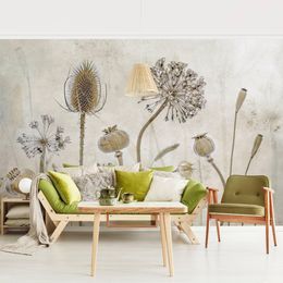 Bilderwelten Fototapete originell Vintage Wandtapete beige - Growing Old - Retro Wohnzimmer Schlafzimmer