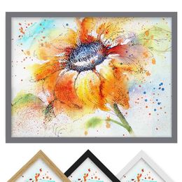 Bilderwelten Bild mit Rahmen - Querformat Painted Sunflower