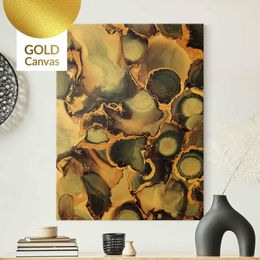 Bilderwelten Leinwandbild - Hochformat Marmor Aquarell mit Gold