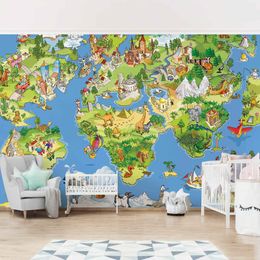 Bilderwelten Fototapete Great and funny Worldmap