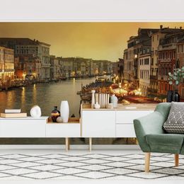 Bilderwelten Fototapete Stadt Motiv Wandtapete beige - Gro&szlig;er Kanal von Venedig - Skylines Wohnzimmer Schlafzimmer