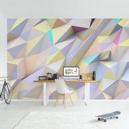 Bilderwelten Mustertapete Vliestapete Abstrakt 3D-Effekt einzigartig - Geometrische Pastell Dreiecke in 3D - Geometrisch Wohnzimmer Schlafzimmer