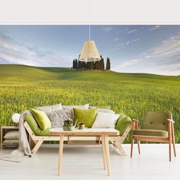 Bilderwelten Fototapete Natur modern Wandtapete gr&uuml;n - Gr&uuml;nes Feld in Toskana - Landschaft Wohnzimmer Schlafzimmer