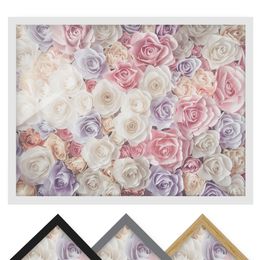 Bilderwelten Bild mit Rahmen - Querformat Pastell Paper Art Rosen