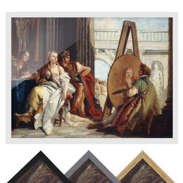 Bilderwelten Bild mit Rahmen originell braun modern inkl. Rahmung - Giovanni Battista Tiepolo - Alexander der Große - Deko Wohnzimmer Schlafzimmer