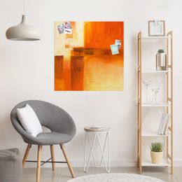 Bilderwelten Glasbild originell Abstrakt einzigartig Glas Wandbild - Petra Sch&uuml;&szlig;ler - Komposition in Orange und Braun 01 - Deko Wohnzimmer Schlafzimmer