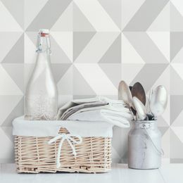 Bilderwelten Mustertapete Vliestapete modern 3D-Effekt einzigartig - Helle Geometrische Tapete mit 3D Effekt - Geometrisch Wohnzimmer Schlafzimmer