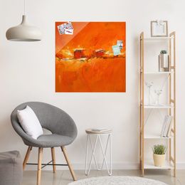 Bilderwelten Glasbild originell Abstrakt einzigartig Glas Wandbild - Petra Sch&uuml;&szlig;ler - Komposition in Orange - Deko Wohnzimmer Schlafzimmer