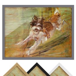 Bilderwelten Bild mit Rahmen - Querformat Franz Marc - Springender Hund