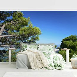 Bilderwelten Fototapete Strand Motiv Wandtapete blau - Hidden Paradise - Landschaft Wohnzimmer Schlafzimmer