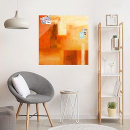 Bilderwelten Glasbild originell Abstrakt orange Glas Wandbild - Petra Sch&uuml;&szlig;ler - Komposition in Orange und Braun 02 - Deko Wohnzimmer Schlafzimmer