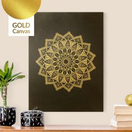 Bilderwelten Leinwandbild Mandala Illustration Ornament wei&szlig; schwarz