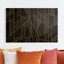 Bilderwelten Leinwandbild - Querformat Schwarz Wei&szlig; Geometrie Aquarell
