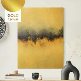 Bilderwelten Leinwandbild - Hochformat Wolkenhimmel mit Gold