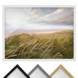 Bilderwelten Bild mit Rahmen Strand beige Motiv inkl. Rahmung - D&uuml;nentraum - Himmel Wohnzimmer Schlafzimmer