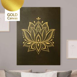 Bilderwelten Leinwandbild Lotus Illustration wei&szlig; schwarz