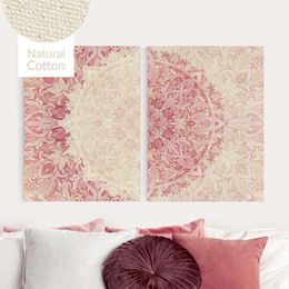 Bilderwelten Leinwandbild Mandala Aquarell Ornament Set beige pink
