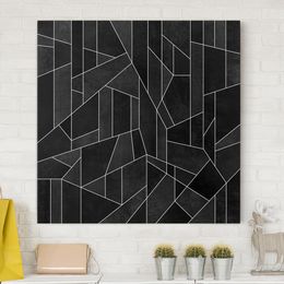 Bilderwelten Leinwandbild originell Abstrakt Aquarell schwarz - Schwarz Wei&szlig; Geometrie Aquarell - Geometrisch XXL Wohnzimmer Schlafzimmer