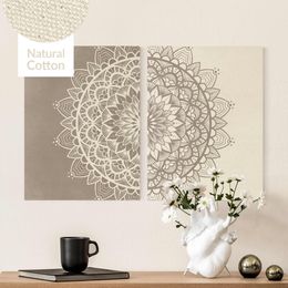 Bilderwelten Leinwandbild originell Orientalisch Kunstdruck weiss - Mandala Illustration shabby Set beige wei&szlig; - Ornamente XXL Wohnzimmer Schlafzimmer