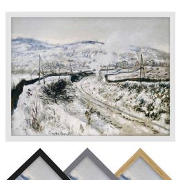 Bilderwelten Bild mit Rahmen - Querformat Claude Monet - Zug im Schnee