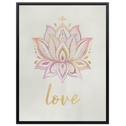 Bilderwelten Leinwandbild Lotus Illustration Love gold rosa
