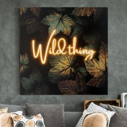 Bilderwelten Leinwandbild - Quadrat Wild Thing goldene Bl&auml;tter