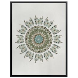Bilderwelten Leinwandbild Mandala Aquarell Federn handgemalt blau gr&uuml;n