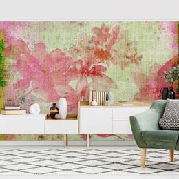 Bilderwelten Fototapete Blumen Vintage Wandtapete pink - Forgotten Beauties II - Retro Wohnzimmer Schlafzimmer