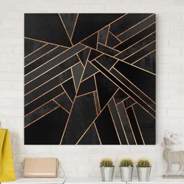 Bilderwelten Leinwandbild originell Abstrakt Aquarell schwarz - Schwarze Dreiecke Gold - Geometrisch XXL Wohnzimmer Schlafzimmer