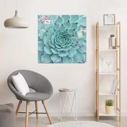 Bilderwelten Glasbild Blumen Tropisch t&uuml;rkis Glas Wandbild - Kaktus Agave - Deko Wohnzimmer Schlafzimmer