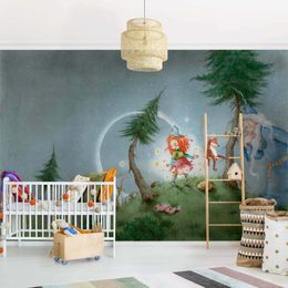 Bilderwelten Tapete - Fototapete Kinderzimmer - Frida l&auml;sst die Sterne frei - Kindertapete Kinder Jungen M&auml;dchen Babyzimmer - M&auml;dchenzimmer