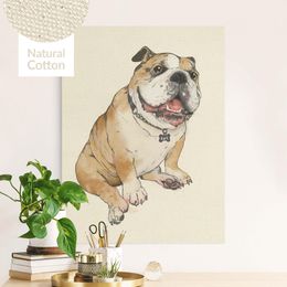 Bilderwelten Leinwandbild - Hochformat Illustration Hund Bulldogge Malerei